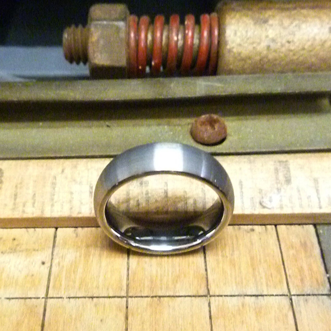 Custom Laser Engraving Ring 6mm Tungsten Carbide Classic Dome Brushed ...