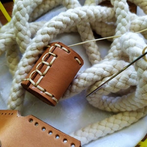 Handstitched Cotton Rope Belt With Leather Detail - Etsy