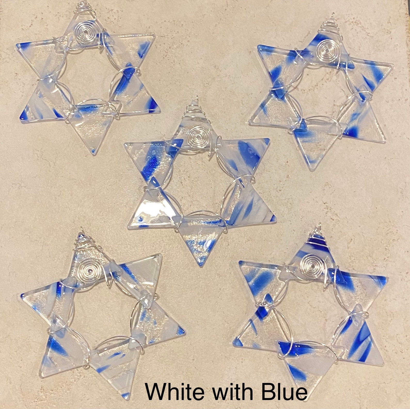 Glass Star of David Wire Wrapped Star Fused Glass - Etsy