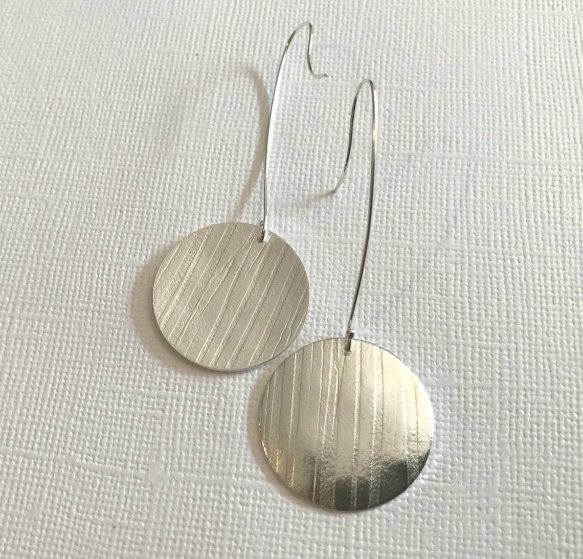 Earrings Sterling Silver Disk Earrings 1 Inch Embossed - Etsy
