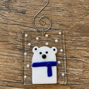 Fused Glass Polar Bear Ornament - Etsy