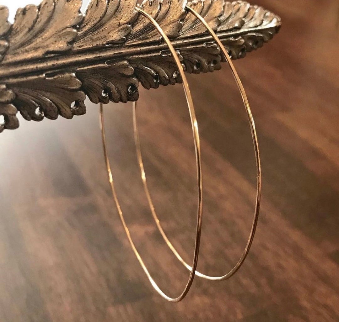 Threader Hoop Earrings- Delicate Hoop Earrings- Thin Hoops- Threader ...