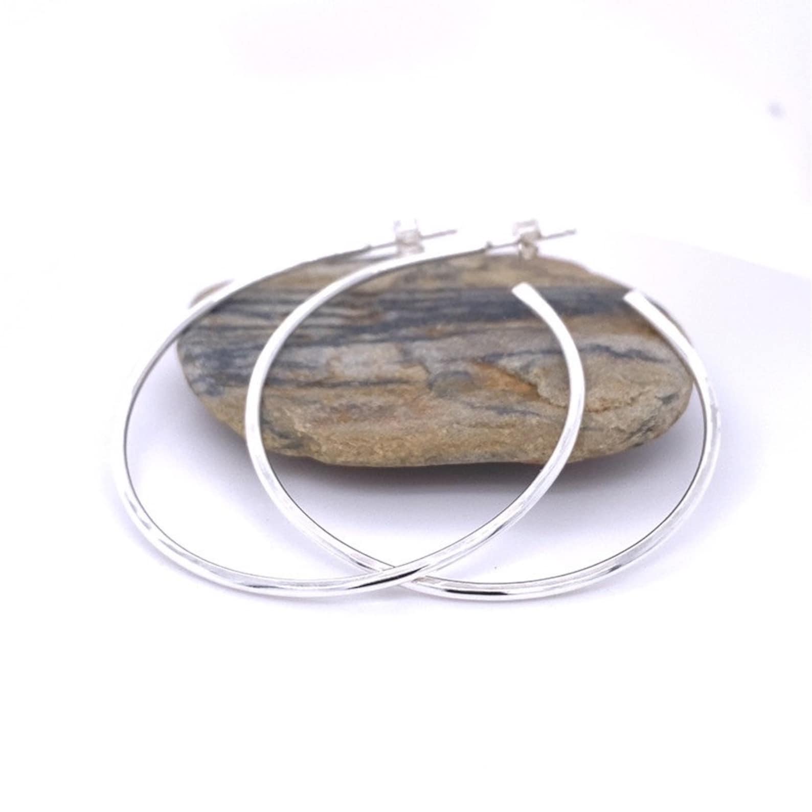 Classic Sterling Silver Post Back Hoop Earrings Lightweight - Etsy