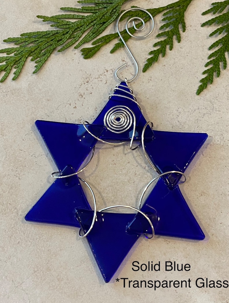 Glass Star of David Wire Wrapped Star Fused Glass - Etsy
