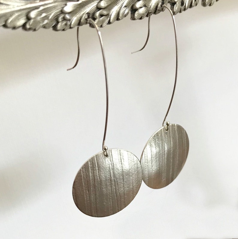 Earrings Sterling Silver Disk Earrings 1 Inch Embossed - Etsy