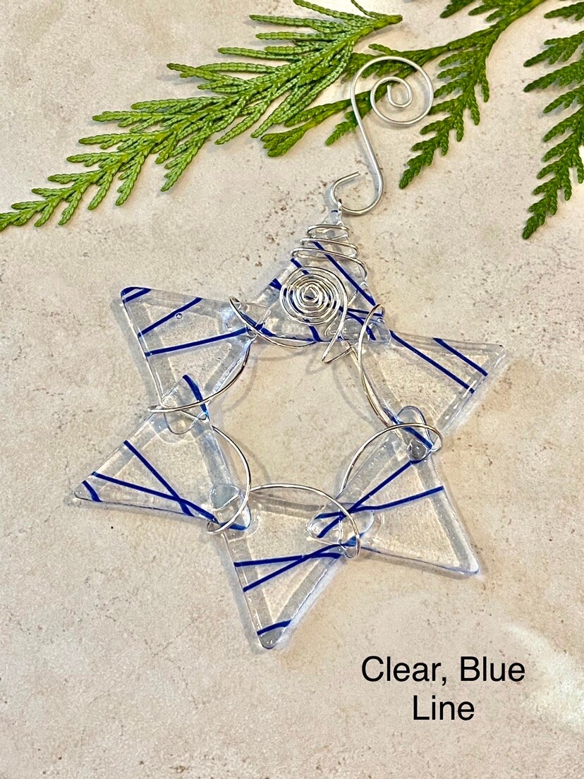 Glass Star of David Wire Wrapped Star Fused Glass - Etsy.de