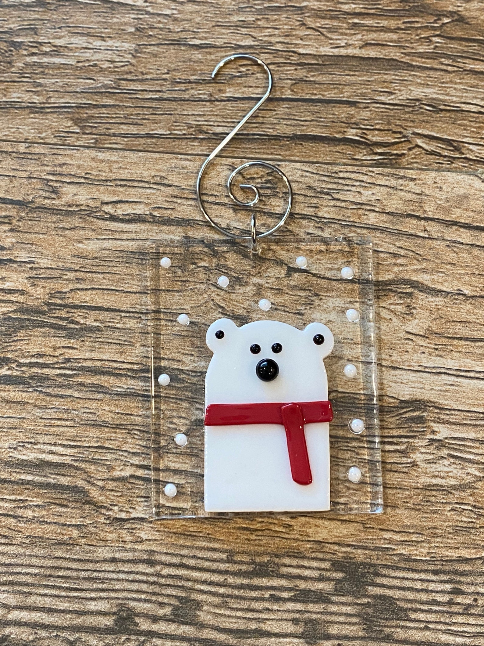 Fused Glass Polar Bear Ornament - Etsy