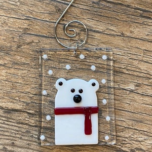 Fused Glass Polar Bear Ornament - Etsy