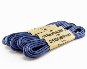 Luxury Blue Flat Waxed Shoelaces With Gold Metal Tips by Loop King ...