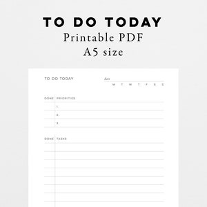 To Do Today List - Fillable - Printable PDF - Task Management ...