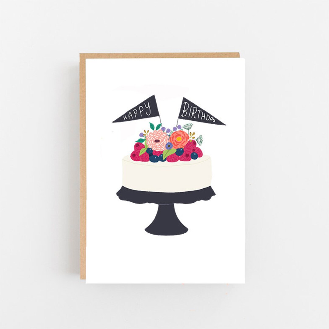 Happy Birthday Cake Card - Happy Birthday Card - Cake Card - Birthday ...