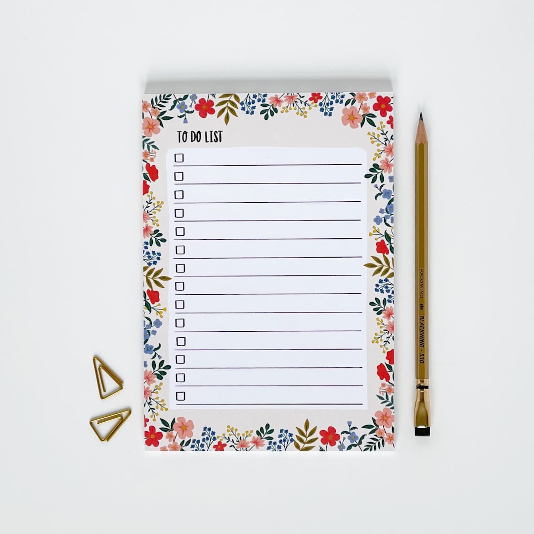 Floral To-do List Daily Planner Notepad Get Organized With Our ...