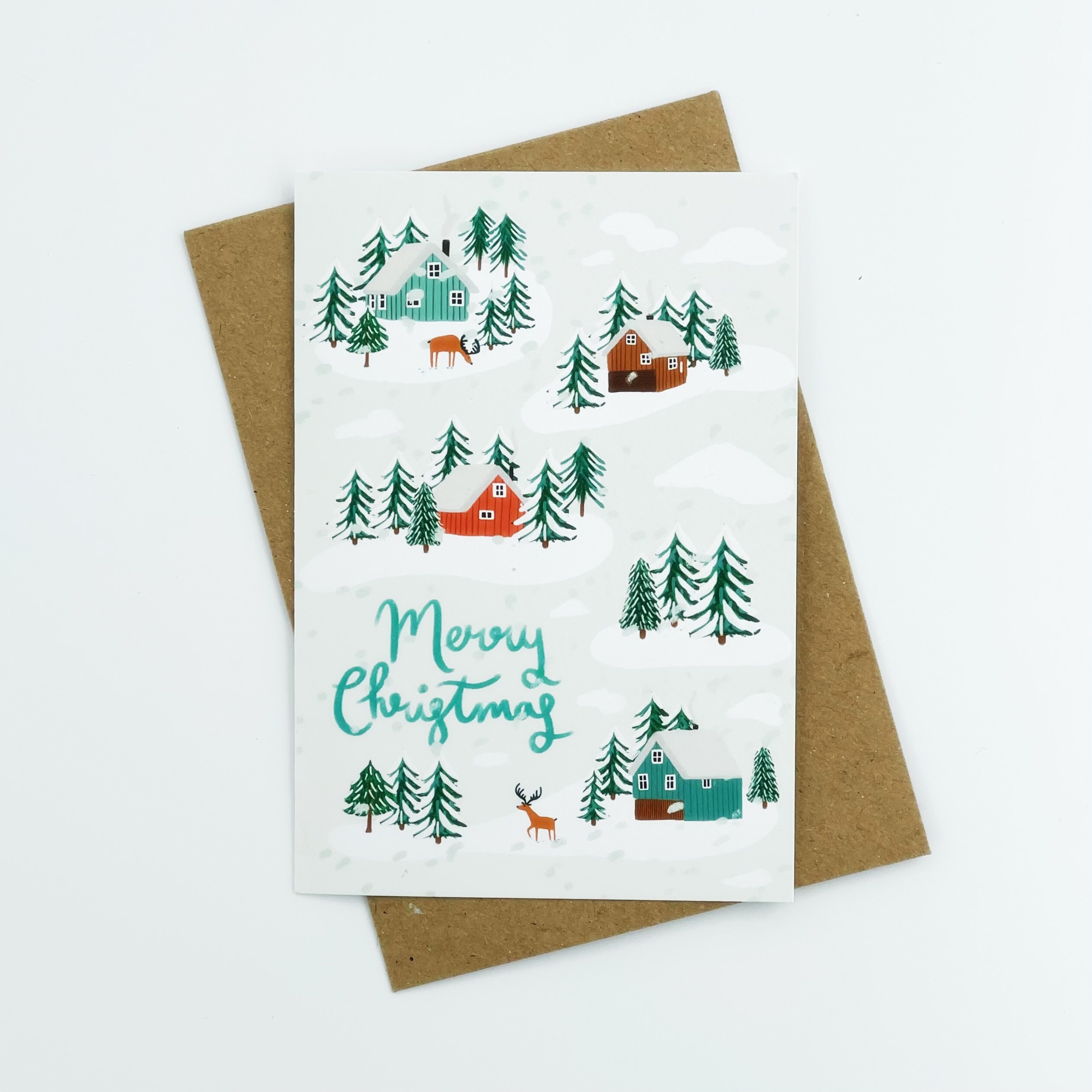 Little Log Cabins Christmas Cards Pack of 8 Cards - Etsy