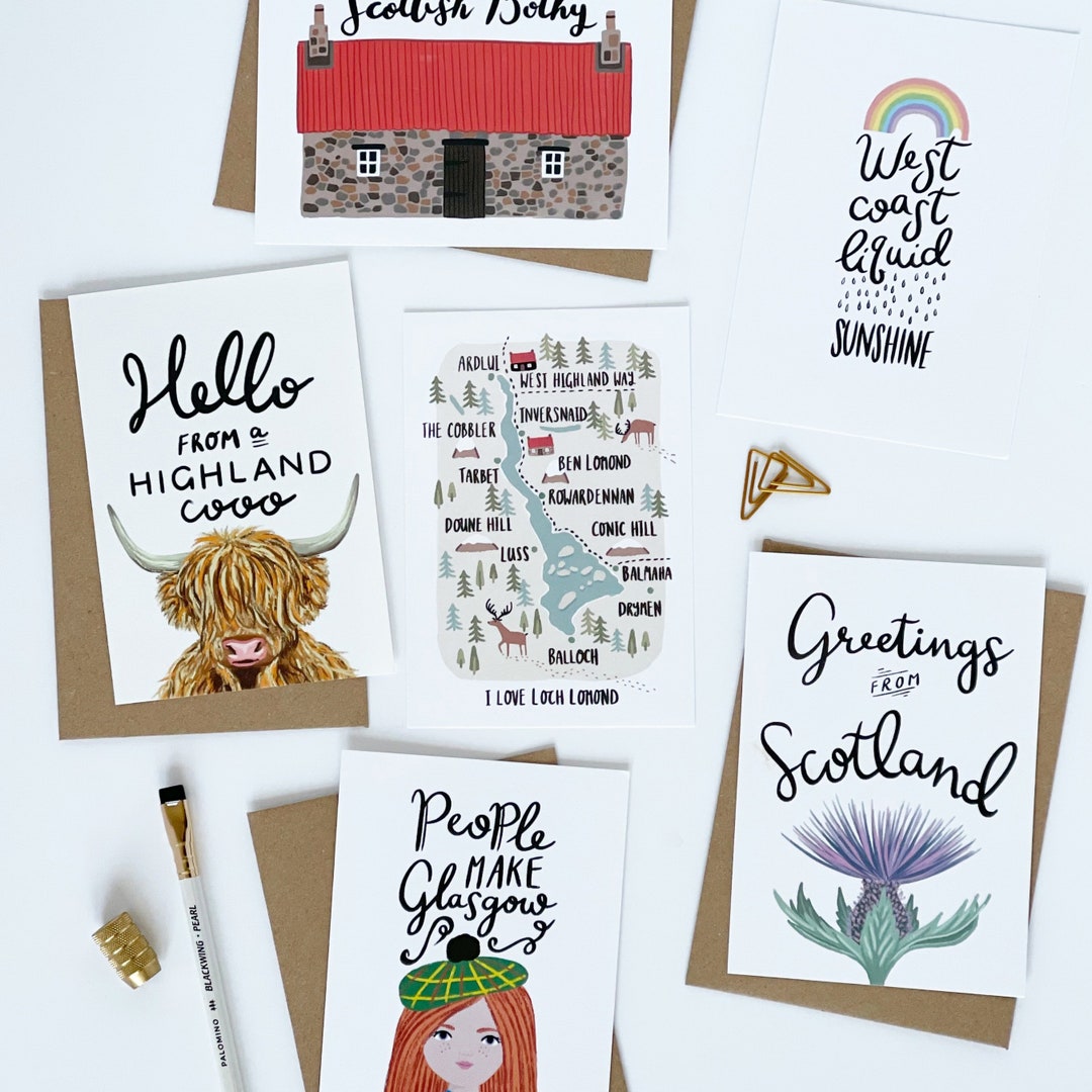 Scottish Card Set of 6 Cards - Scotland Cards - Unique Scottish Cards ...