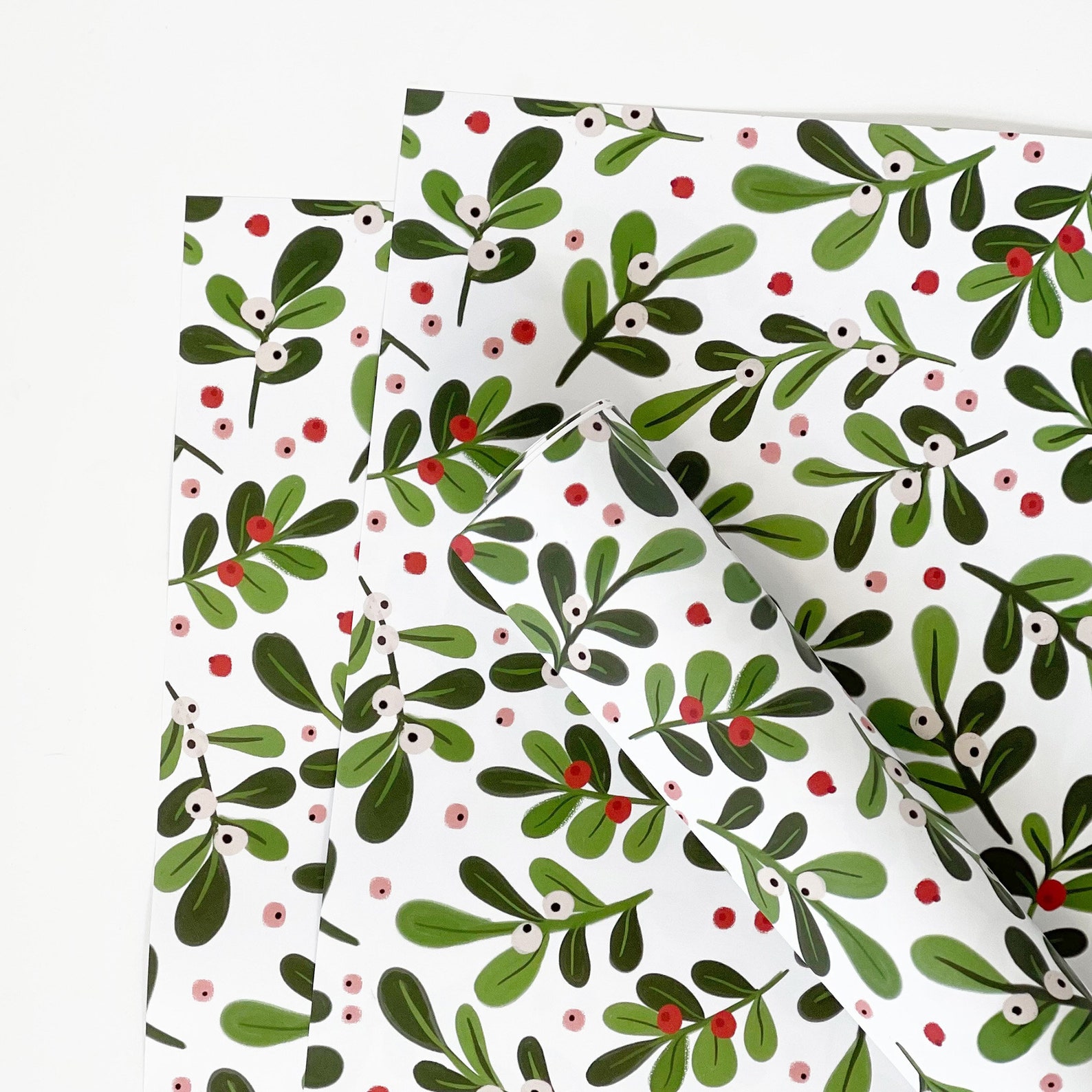 Christmas WHITE Mistletoe Recyclable Wrapping Paper Set - WHITE Eco ...