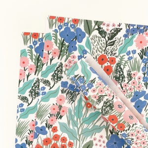 Blue Flower Meadow Recyclable Wrapping Paper Set - BLUE Eco Friendly ...