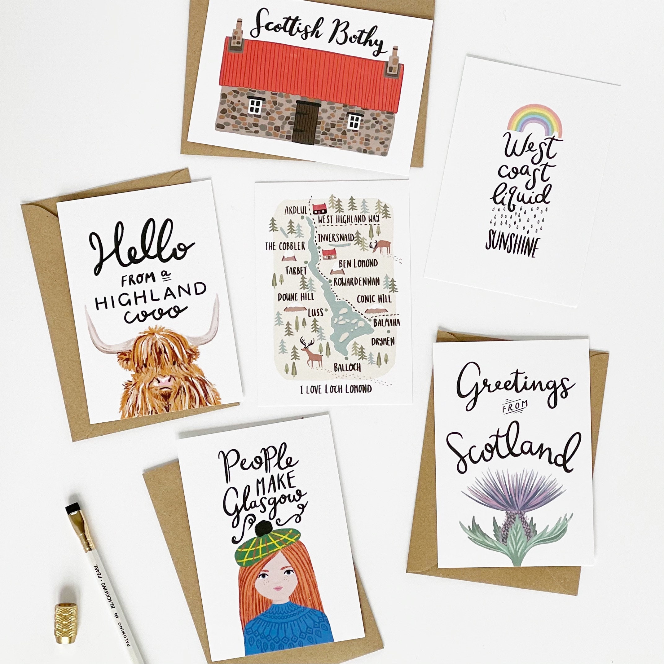 Scottish Card Set Of 6 Cards Scotland Cards Unique | Etsy