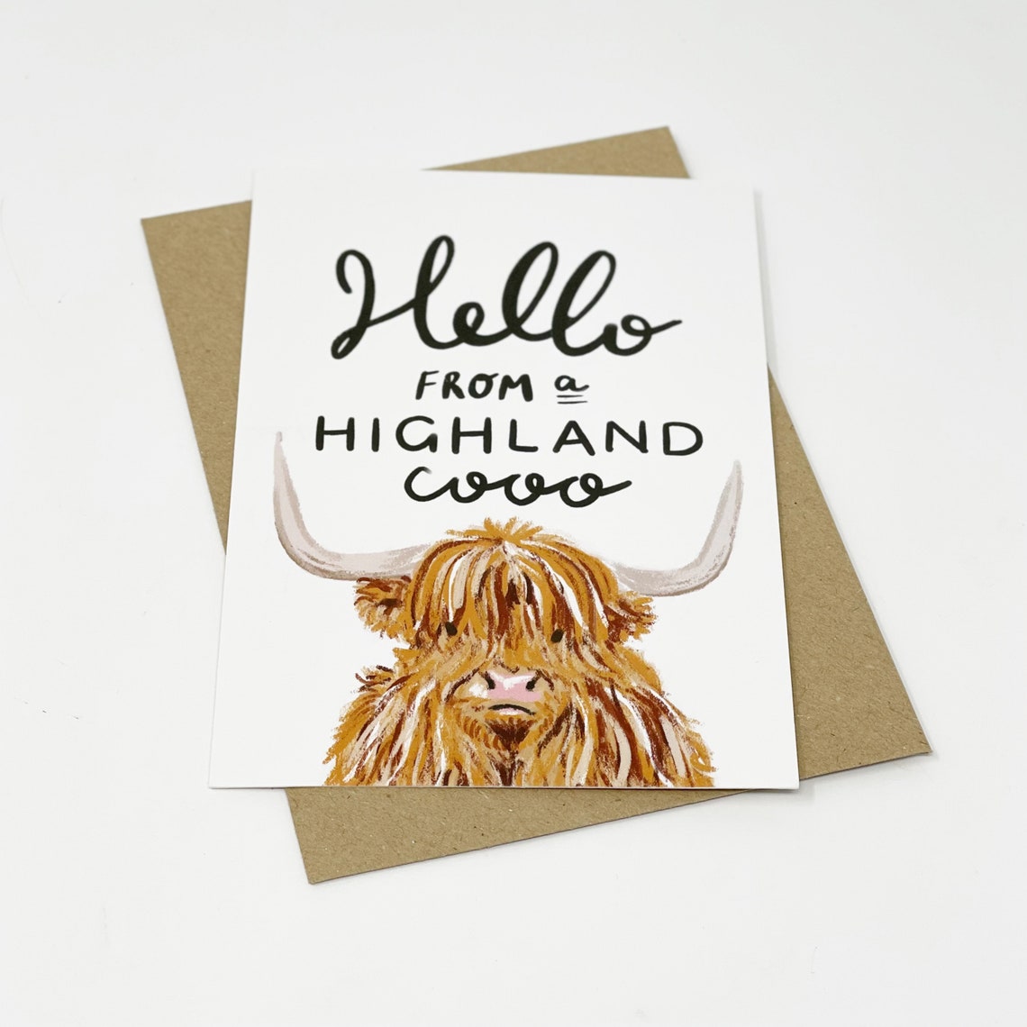 Hello From a Highland Cow Scottish Card Cow Card | Etsy