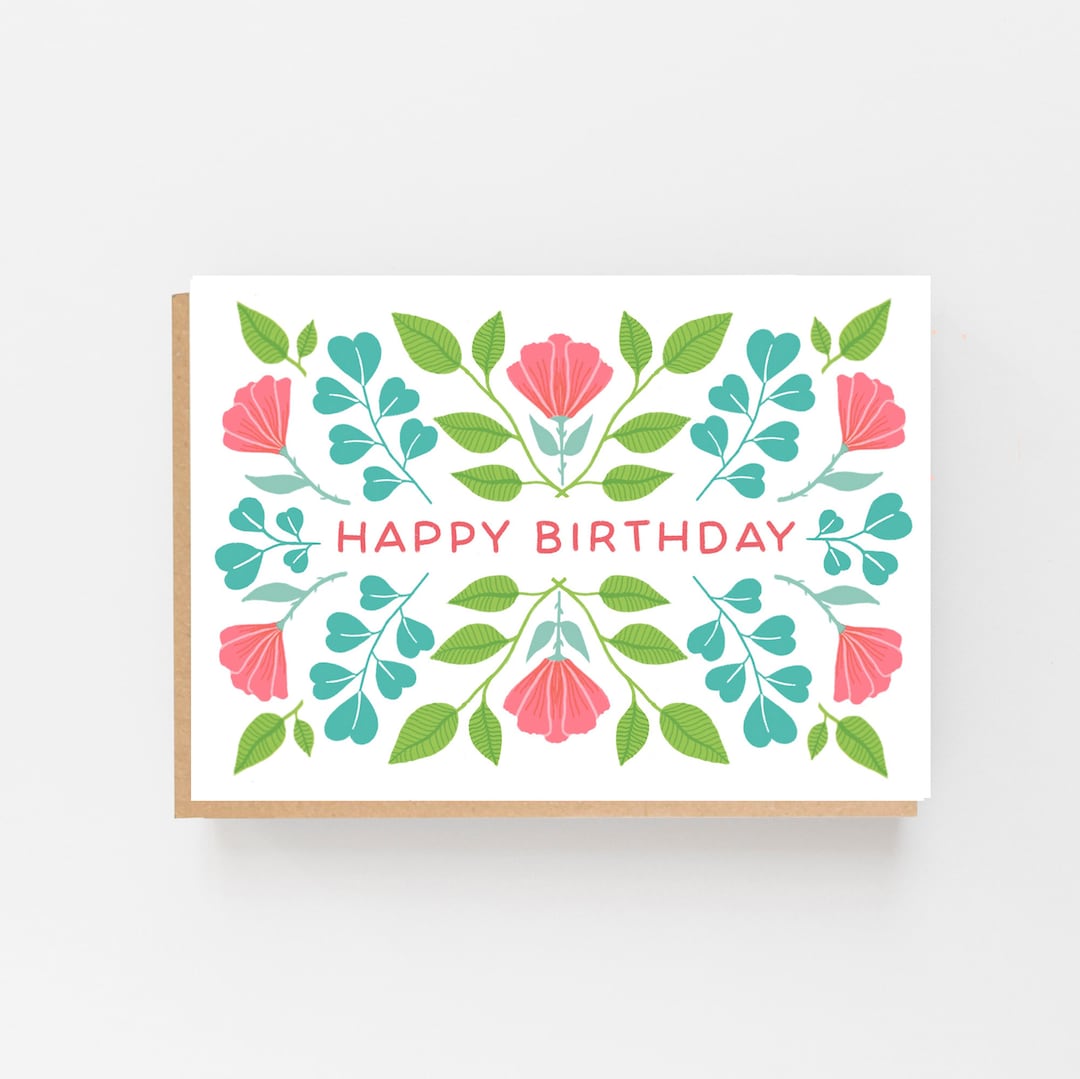 Floral Happy Birthday Card | Botanical Birthday Card -|floral Folk ...