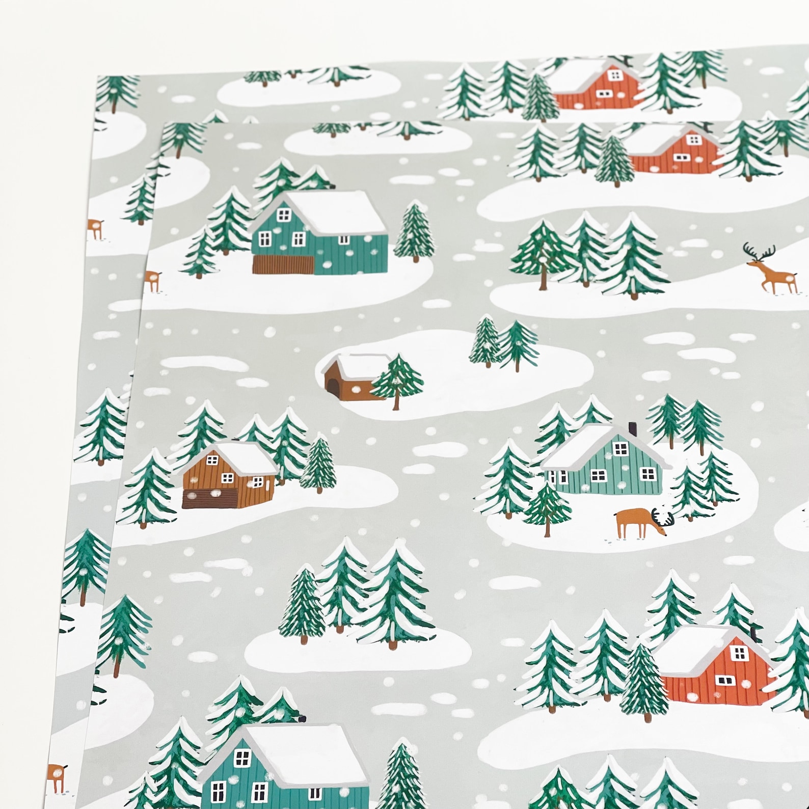 Little Log Cabins in the Snow Recyclable Wrapping Paper Set - Etsy