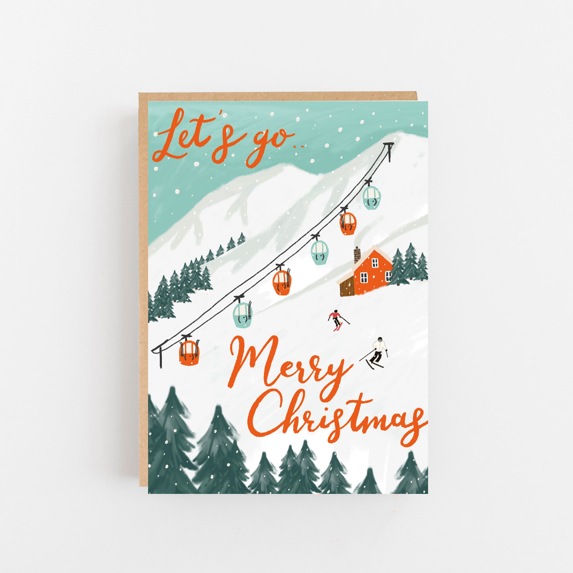 Let's Go Merry Christmas Illustrated Ski-ing Christmas | Etsy