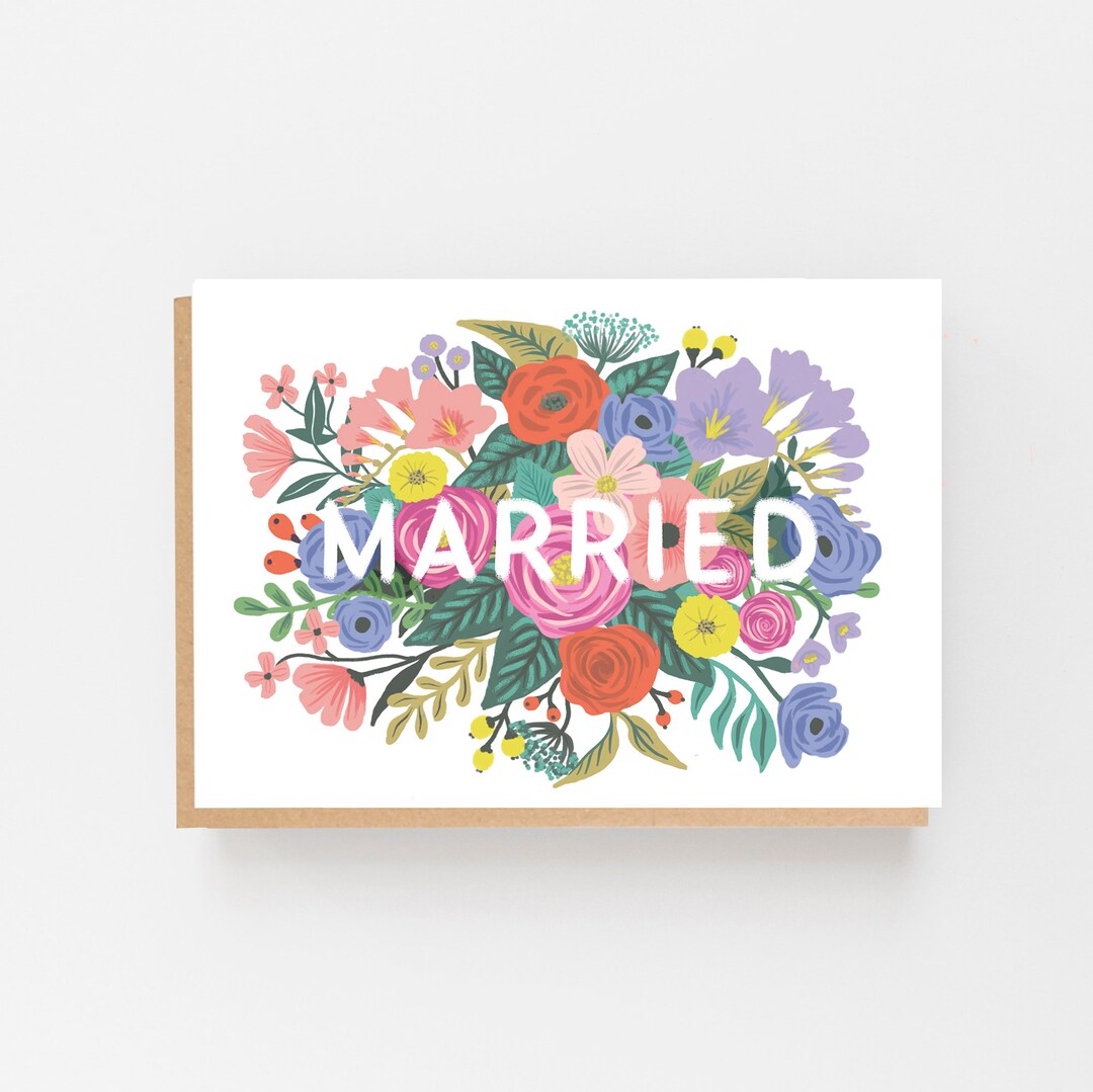 Married Floral Wedding Card Wedding Card Married Card - Etsy UK