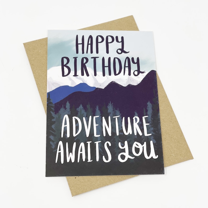 Happy Birthday Adventure Awaits You Adventure Mountains - Etsy UK