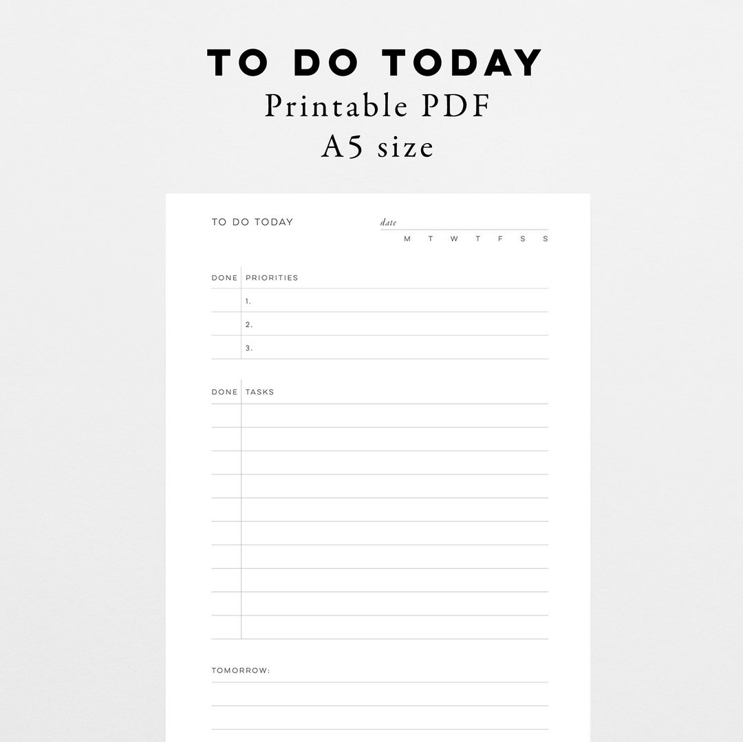 To Do Today List - Fillable - Printable PDF - Task Management ...