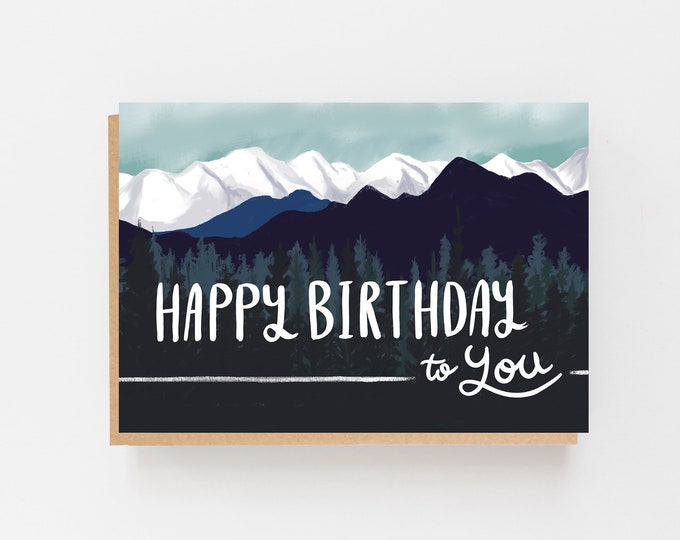 Happy Birthday Card, Adventure Mountain Birthday Card, Nature Birthday ...