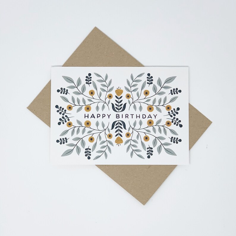Happy Birthday Card Floral Pattern Birthday Card - Etsy UK
