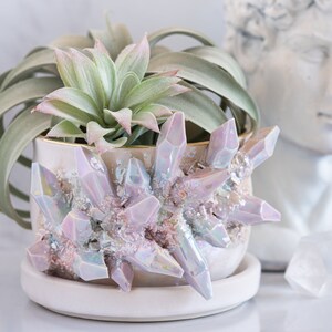Aura Prism Planter W/ Attached Dish | Unique Handmade Ceramic Crystal ...