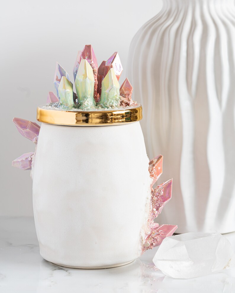 Aura Rainbow Crystal Canister Handmade Ceramic Crystal Urn - Etsy