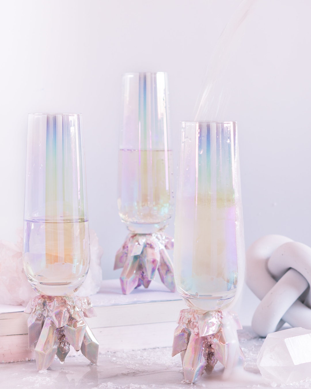 Aura Prism Crystal Champagne Flutes (set of Two) | Handmade Ceramic ...