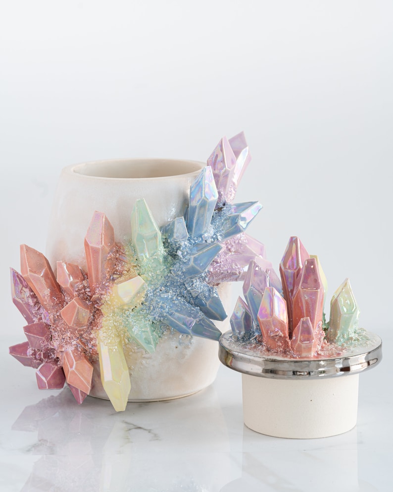 Aura Rainbow Crystal Canister Handmade Ceramic Crystal Urn - Etsy