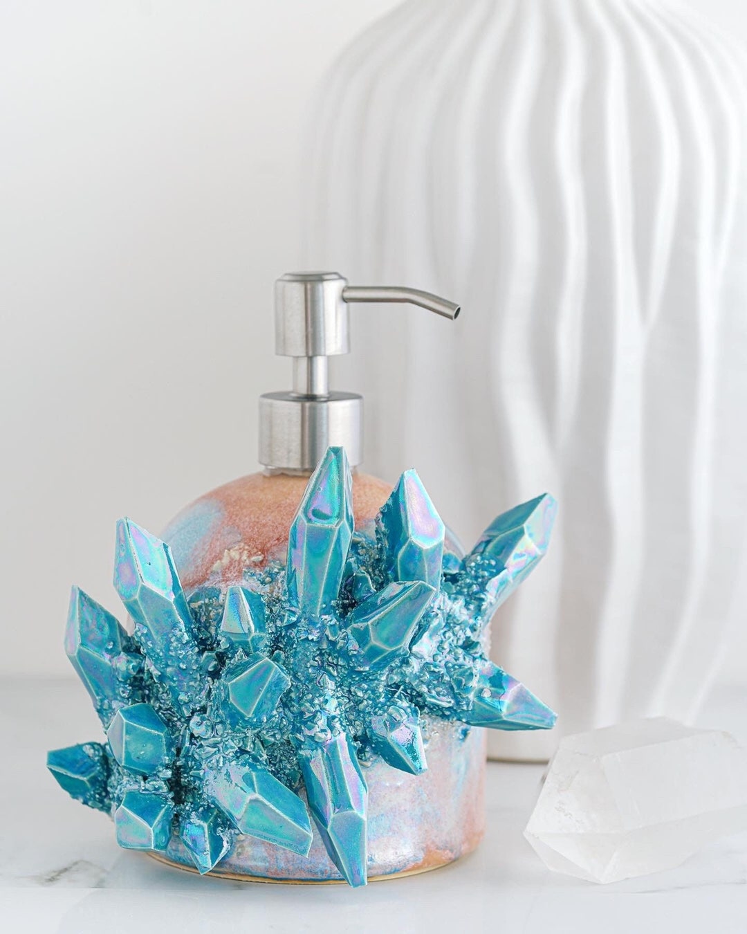Crystal Liquid Dispenser | CHOOSE YOUR COLOR | Handmade Ceramic Crystal ...