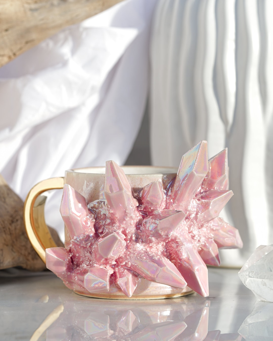 Handmade Aura Crystal Mug: Iridescent Porcelain Coffee Cup - Etsy