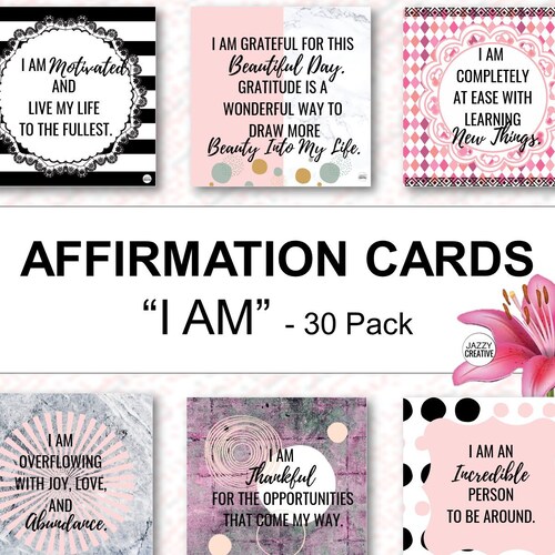 Affirmation Cards i Am Set of 30 Positive - Etsy
