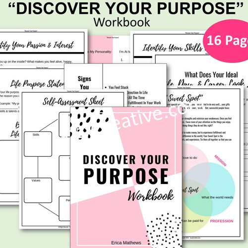 Life Purpose Workbook Find Your Passion and Career Printable - Etsy