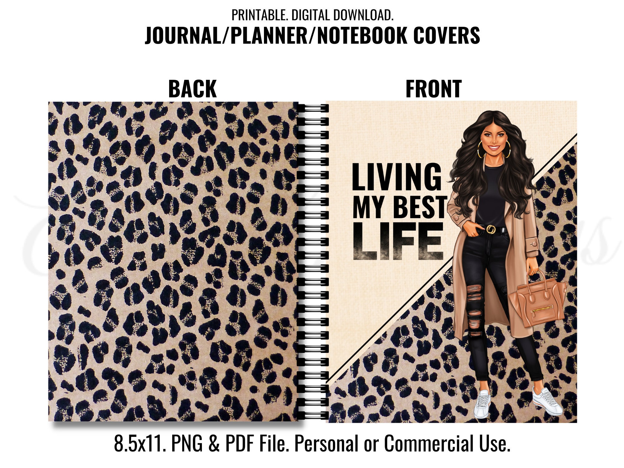 Printable Journal Cover, Living My Best Life, Planner Notebook Cover ...