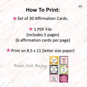 Affirmation Cards, "i Am", Set of 30, Positive Affirmations, Daily ...