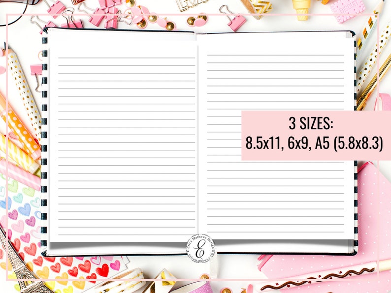 Printable 120 Lined Journal Pages, Writing Paper, Lined Paper, 3 Sizes ...