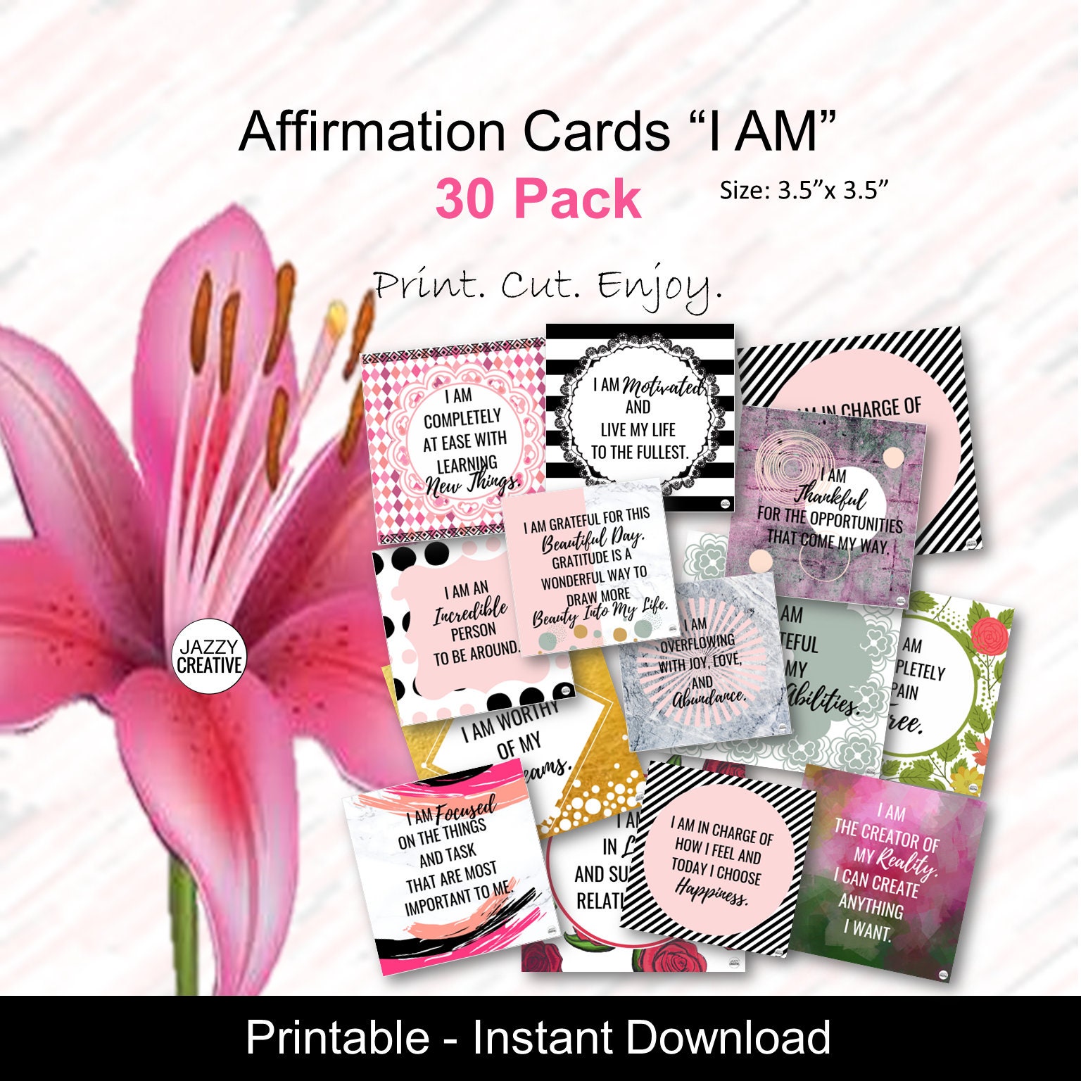 Affirmation Cards, i Am, Set of 30, Positive Affirmations, Daily ...