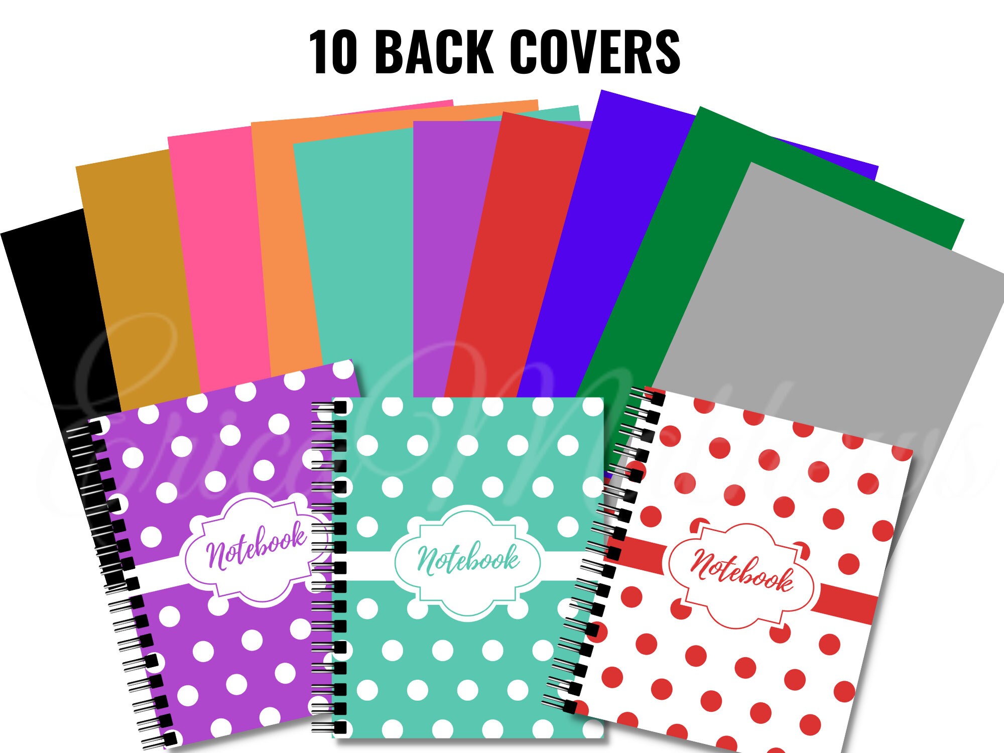20 Printable Notebook/journal Front and Back Covers, Polka Dot, Size 8 ...
