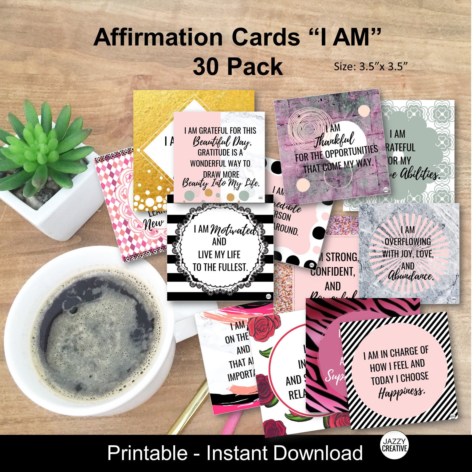 Affirmation Cards, "i Am", Set of 30, Positive Affirmations, Daily ...
