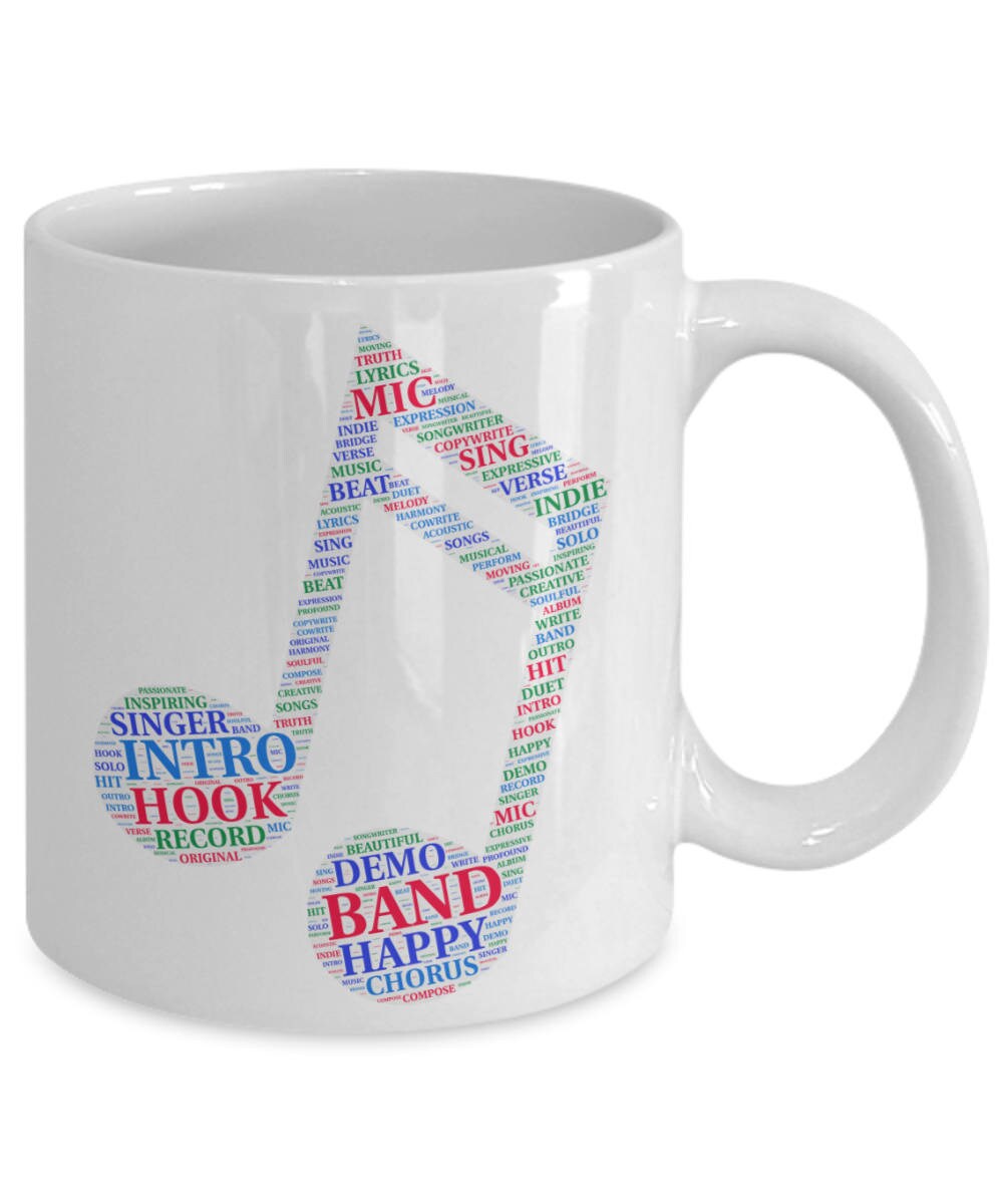 Music Mug, Musician Coffee Cup, Songwriter Birthday Gift, Eighth Notes ...