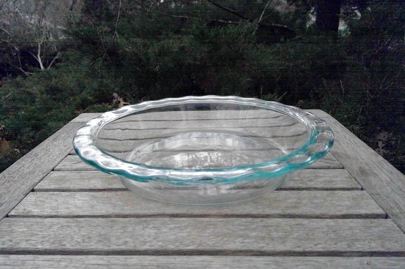 Vintage Xx LARGE Pyrex PIE Plate Blue Tinted Glass Deep Dish Wide Rim ...