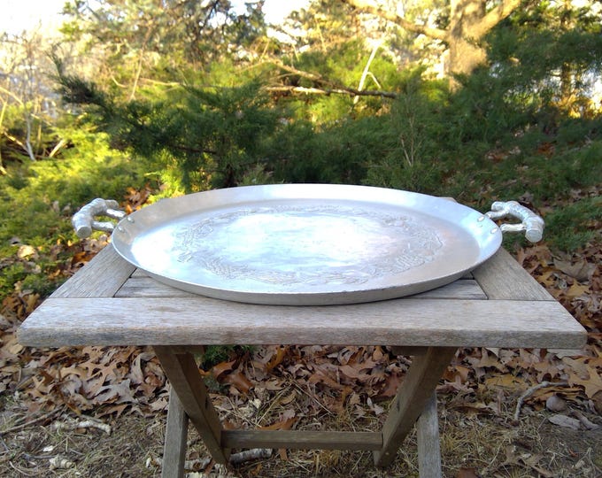 Vintage 17 1/2" X LARGE Serving TRAY HANDLES Everlast Silver Forged ...