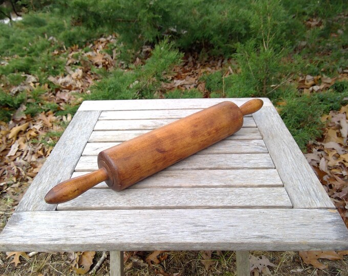 Antique ROLLING PIN Primitive Heavy Wood Dough Roller Smooth NO Moving ...