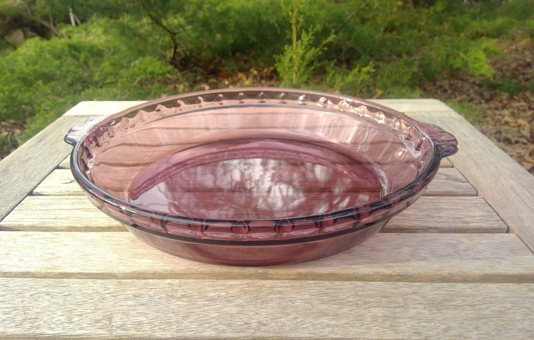 Vintage NICE Pyrex Cranberry Glass PIE PLATE Deep Dish Fluted 229 Large ...