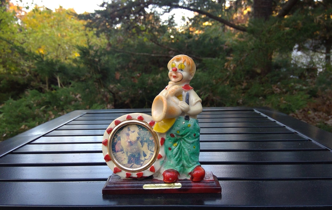 Vintage Italian CLOWN Picture Photo FRAME Ceramic Serie Valentino Horn ...